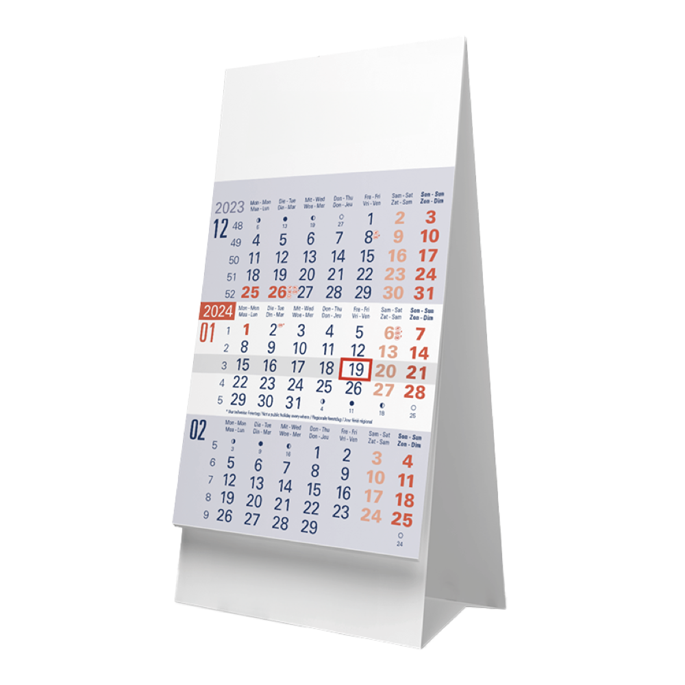 Bedrukte 3 Maands Bureau Kalenders | Drukzo