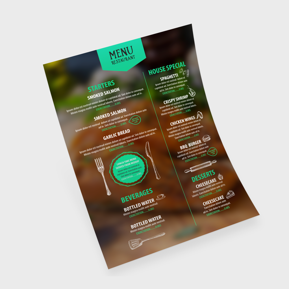 Laminated menu printing | HelloPrint