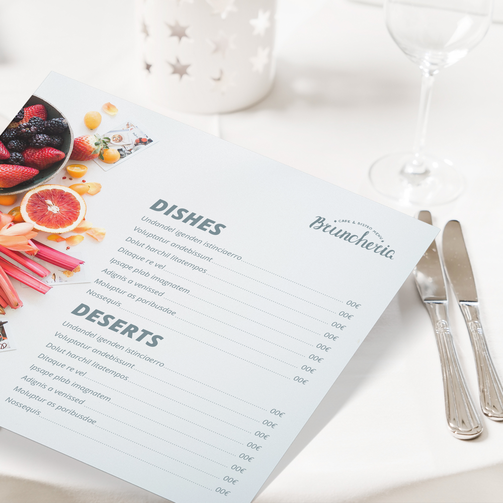Laminated menu printing | HelloPrint